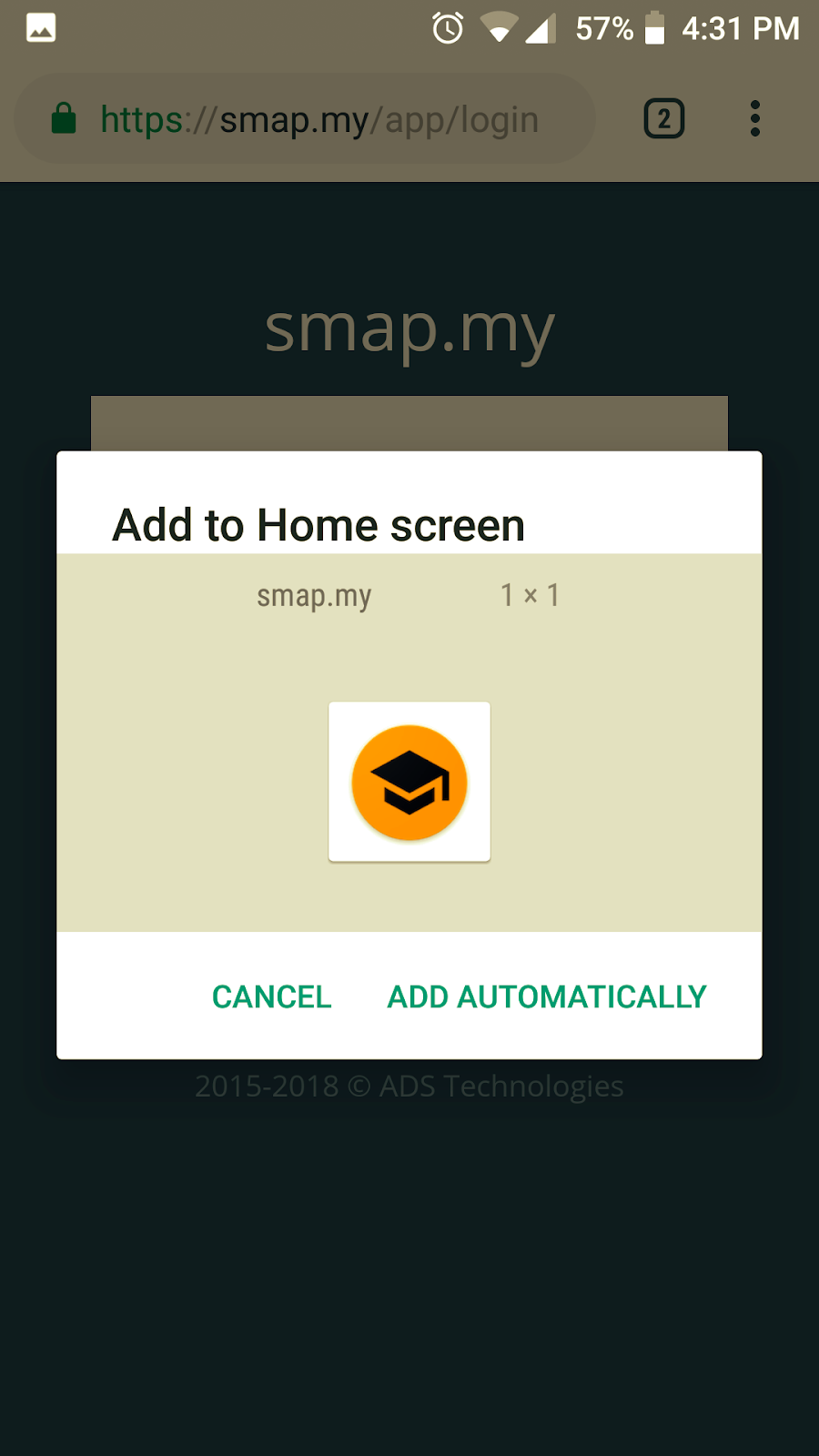 Tambah icon SMAP di home screen | SMAP
