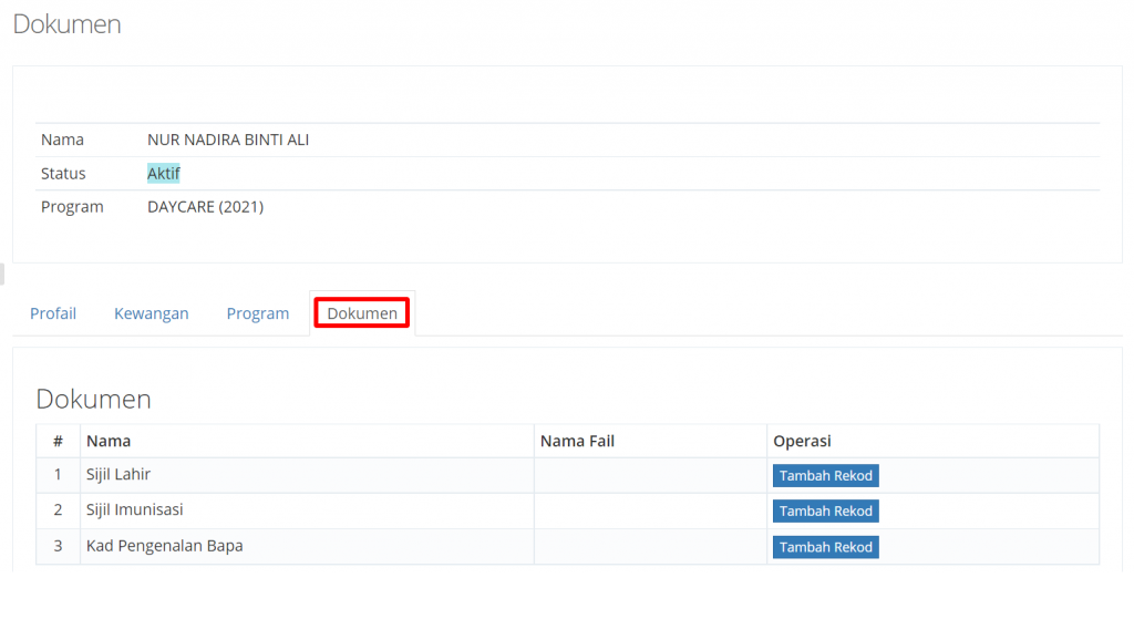 Pengurusan Dokumen Pelajar | SMAP