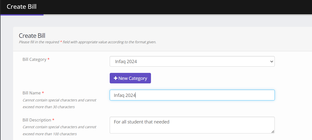 Create Bill di dalam Toyyibpay | SMAP