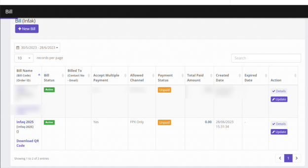 Create Bill di dalam Toyyibpay | SMAP