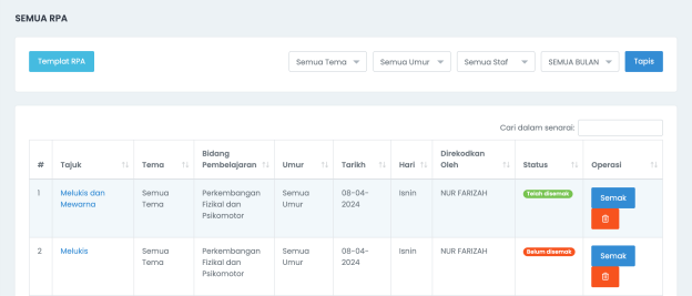 Modul RPA untuk Taska | SMAP